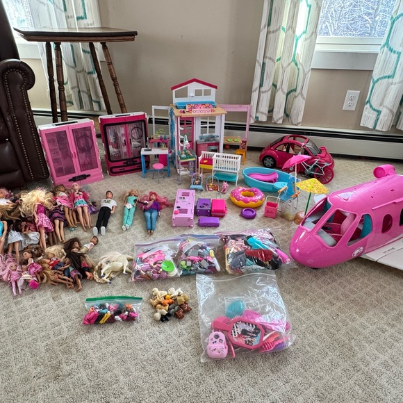 Barbie | Toys | Barbie Lot Airplane Vw Bug Portable House 2 Wardrobe ...